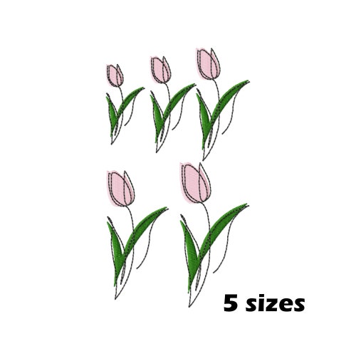 Flower Line Art Machine Embroidery Design Floral Embroidery - Etsy