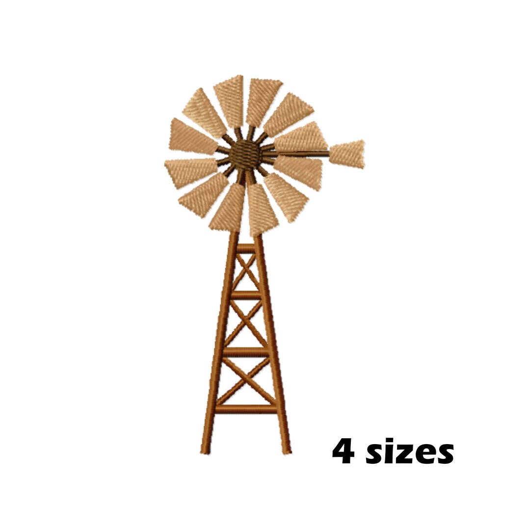 Farm Windmill Embroidery Design, Instant Download - 4 Sizes - Etsy