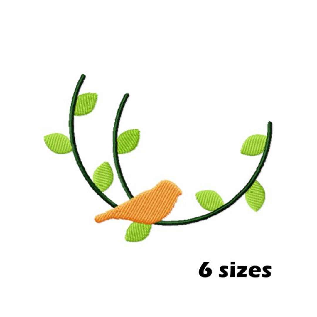 Bird on Tree Branch Embroidery Design, Instant Download - 6 Sizes - Etsy