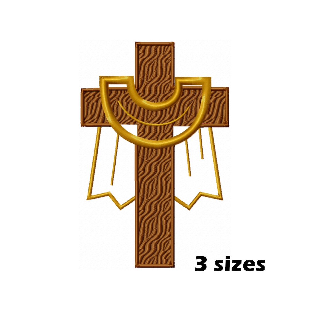 Wooden Cross Draped Cloth Embroidery Designs, Instant Download 3 Sizes ...
