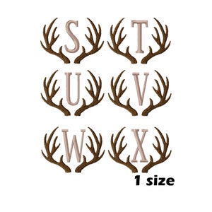 Antler Alphabet Machine Embroidery Design, Uppercase Letters, Instant ...