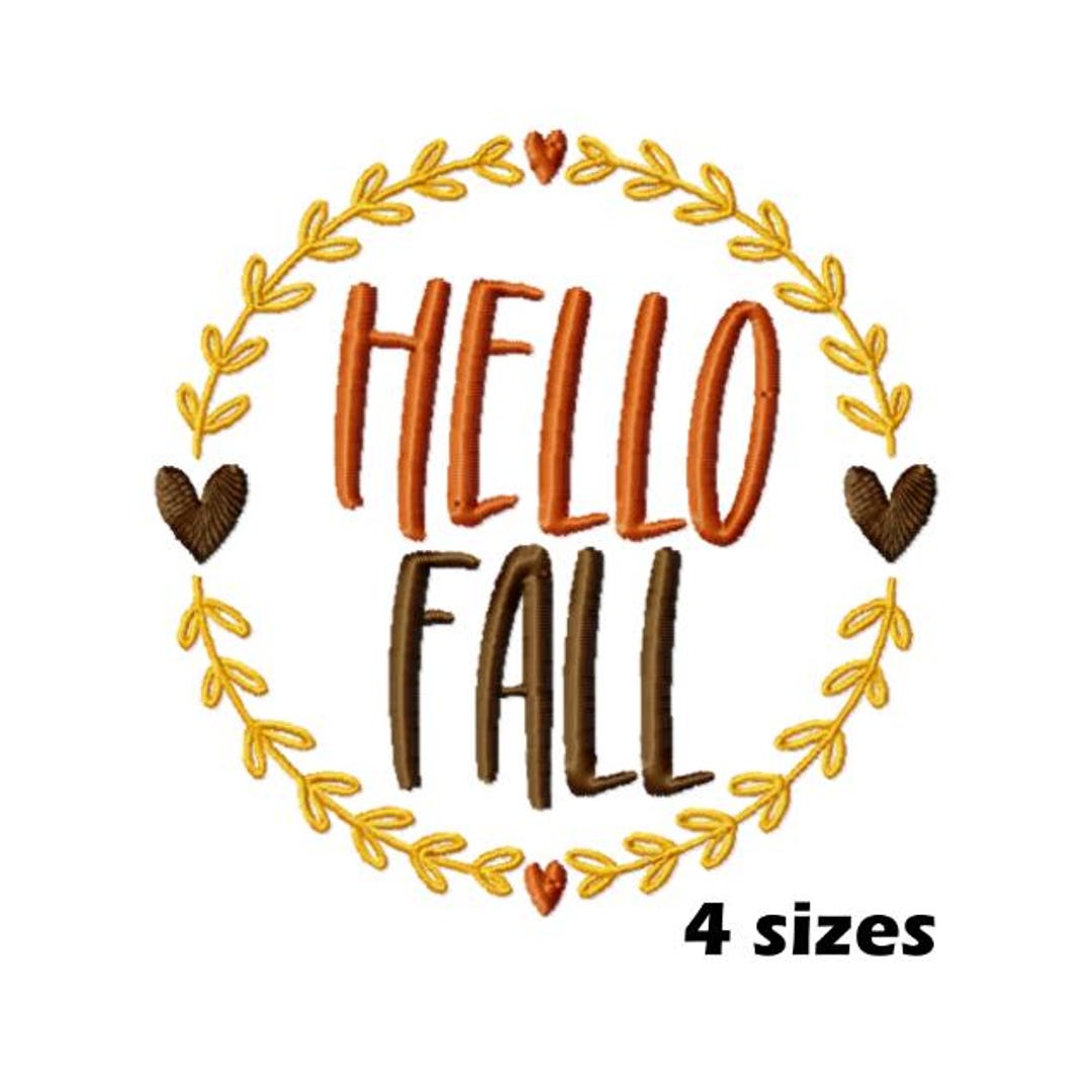 Hello Fall Embroidery Design, Instant Download - 4 Sizes - Etsy