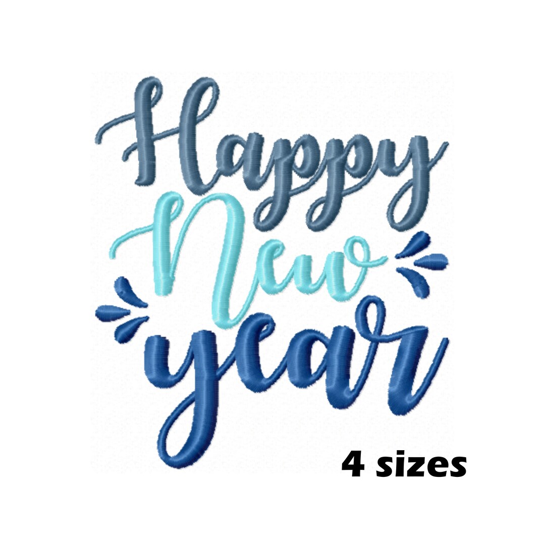 Happy New Year Embroidery Designs, Instant Download 4 Sizes - Etsy
