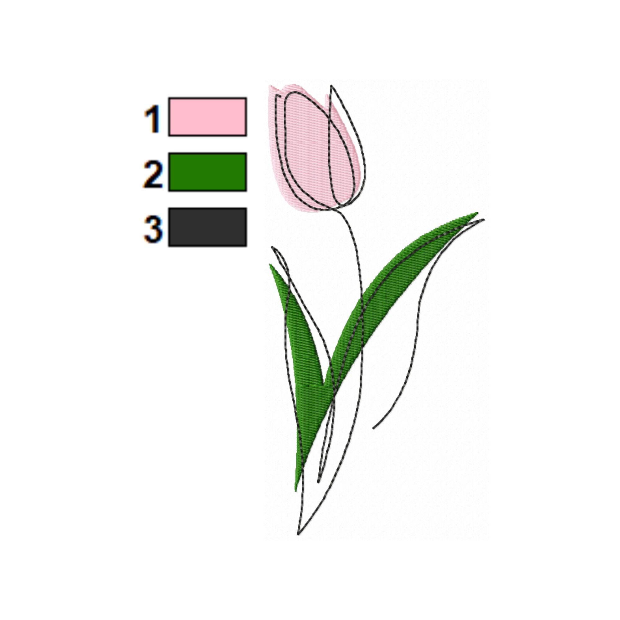 Tulip One Line Embroidery Designs Instant Download 5 Sizes - Etsy
