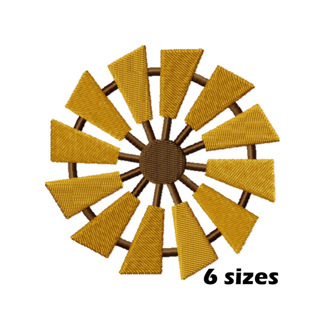 Windmill Embroidery Design, Farm Windmill Design, Farming Embroidery ...