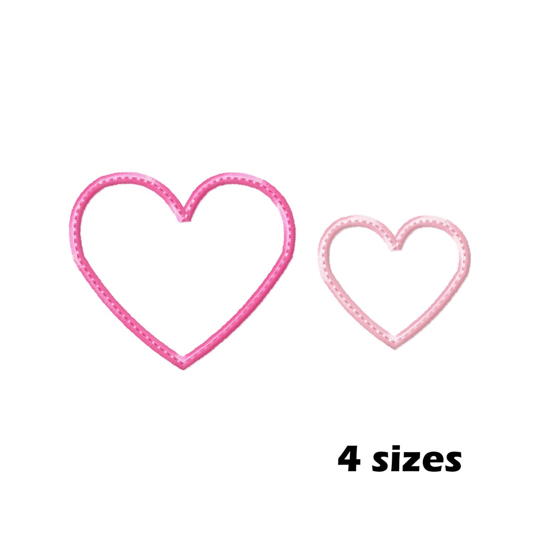 Applique Hearts Embroidery Designs, Instant Download 4 Sizes - Etsy