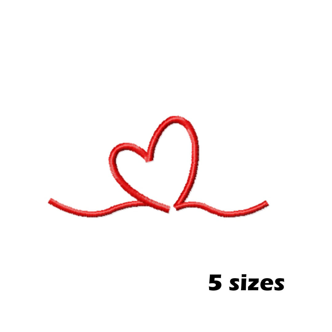 Heart Ribbon Embroidery Designs, Instant Download 5 Sizes - Etsy