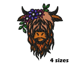 Scottish Highland Cow Machine Embroidery Design - Etsy
