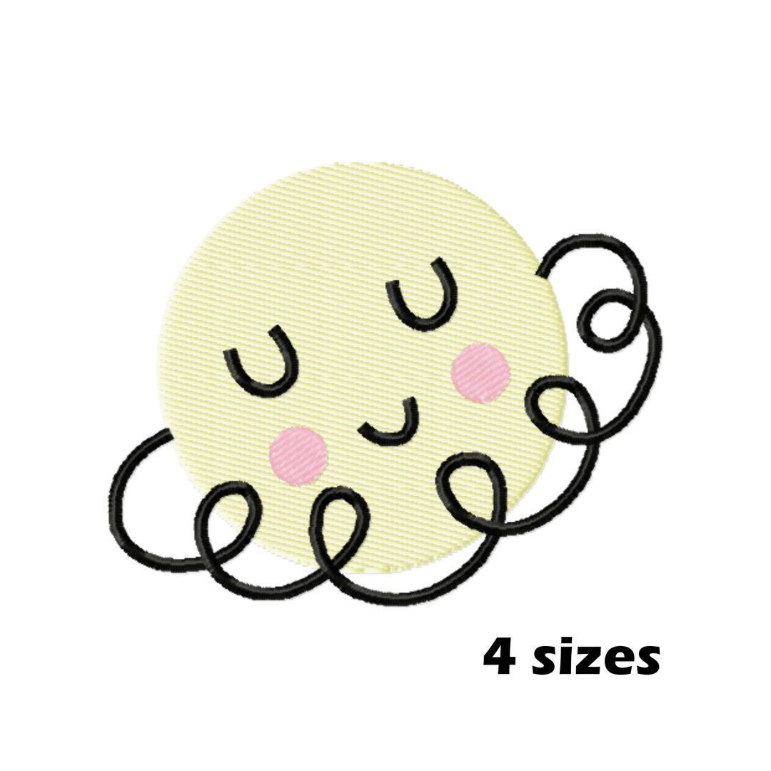 Cute Moon Face Embroidery Designs, Instant Download 4 Sizes - Etsy
