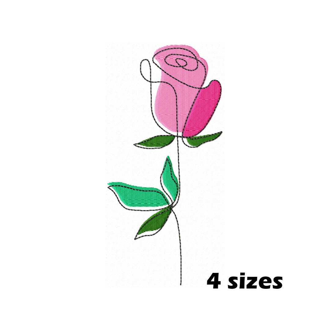 Rose One Line Embroidery Designs, Instant Download 4 Sizes - Etsy
