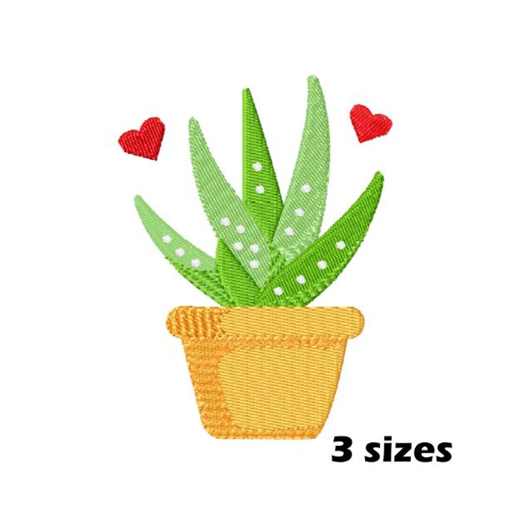 Succulent Plant Machine Embroidery Design, Potted Cactus Embroidery ...
