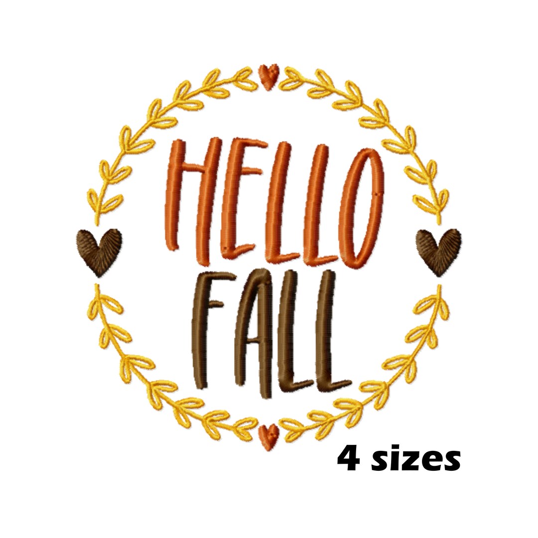 Hello Fall Embroidery Design, Instant Download 4 Sizes - Etsy