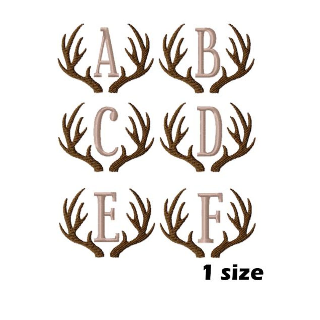 Antler Alphabet Machine Embroidery Design, Uppercase Letters, Instant ...
