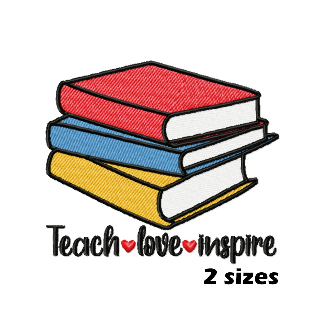 Stack of Books Embroidery Design, Instant Download 2 Sizes - Etsy