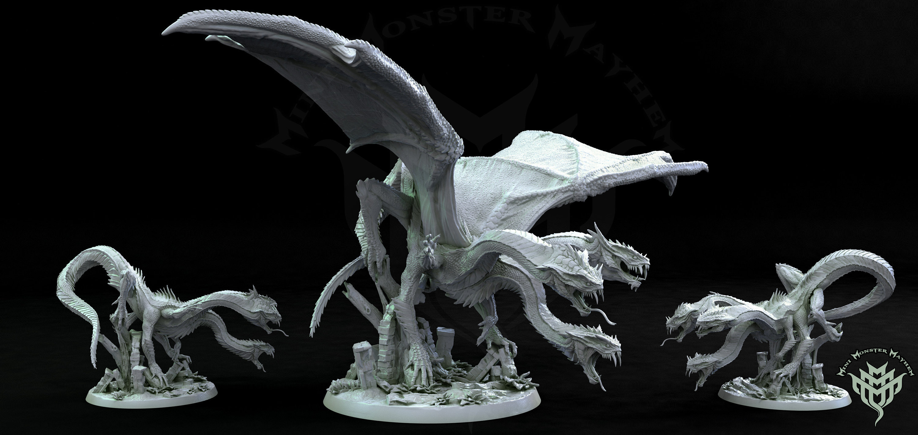 Draco Hydra Winged 3 Headed Dragon Gargantuan 3D Printed - Etsy UK