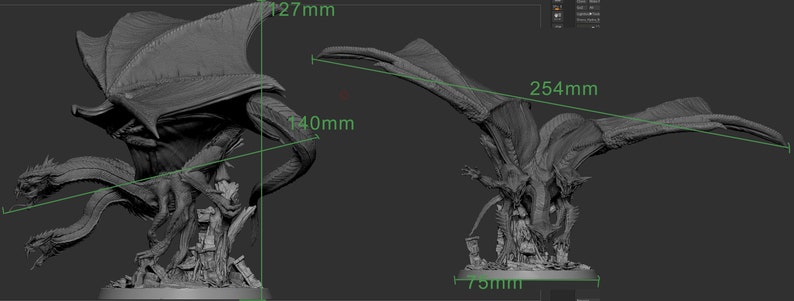 Draco Hydra Winged 3 Headed Dragon Gargantuan 3D Printed Dungeons and ...