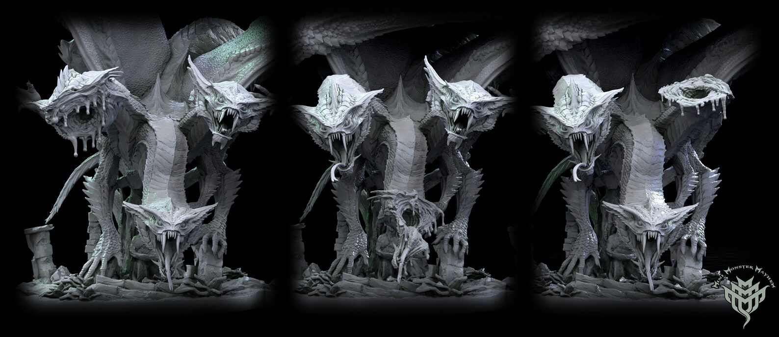 Draco Hydra Winged 3 Headed Dragon Gargantuan 3D Printed - Etsy