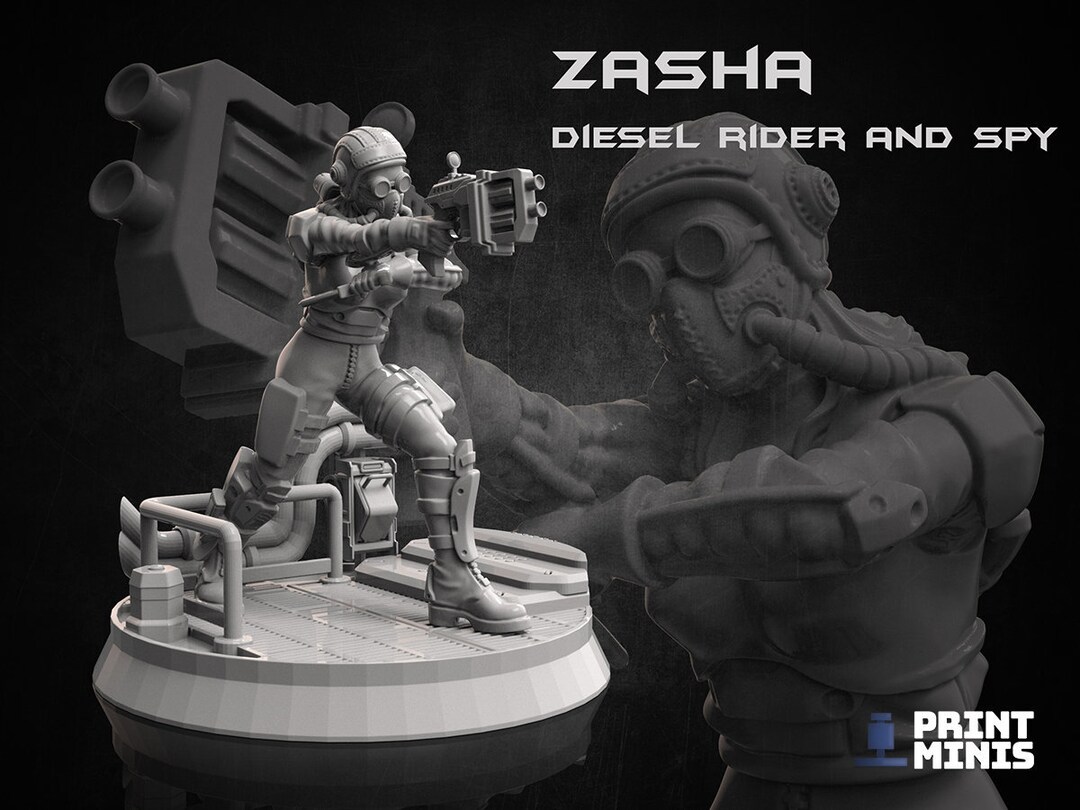 Zasha Diesel Rider Spy Dieselpunk Sci-fi 3D Printed for Tabletop Rpgs ...