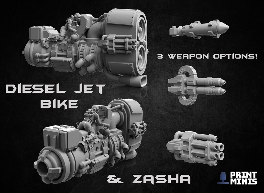 Dieselpunk Jet Bike With Zasha: Sci-fi Tabletop RPG, 3D Printed - Etsy