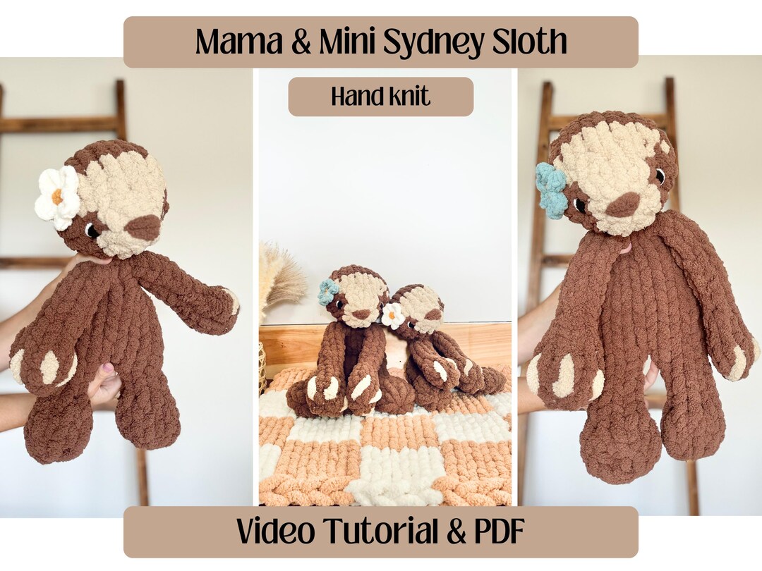 SYDNEY SLOTH / Full Video Tutorial / Finger Knit Sloth Snuggler ...