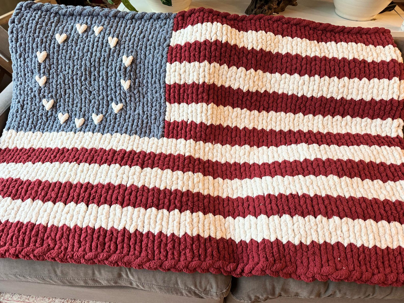 American Flag Finger Knit Pattern / Betsy Ross Flag / Finger Knitting ...