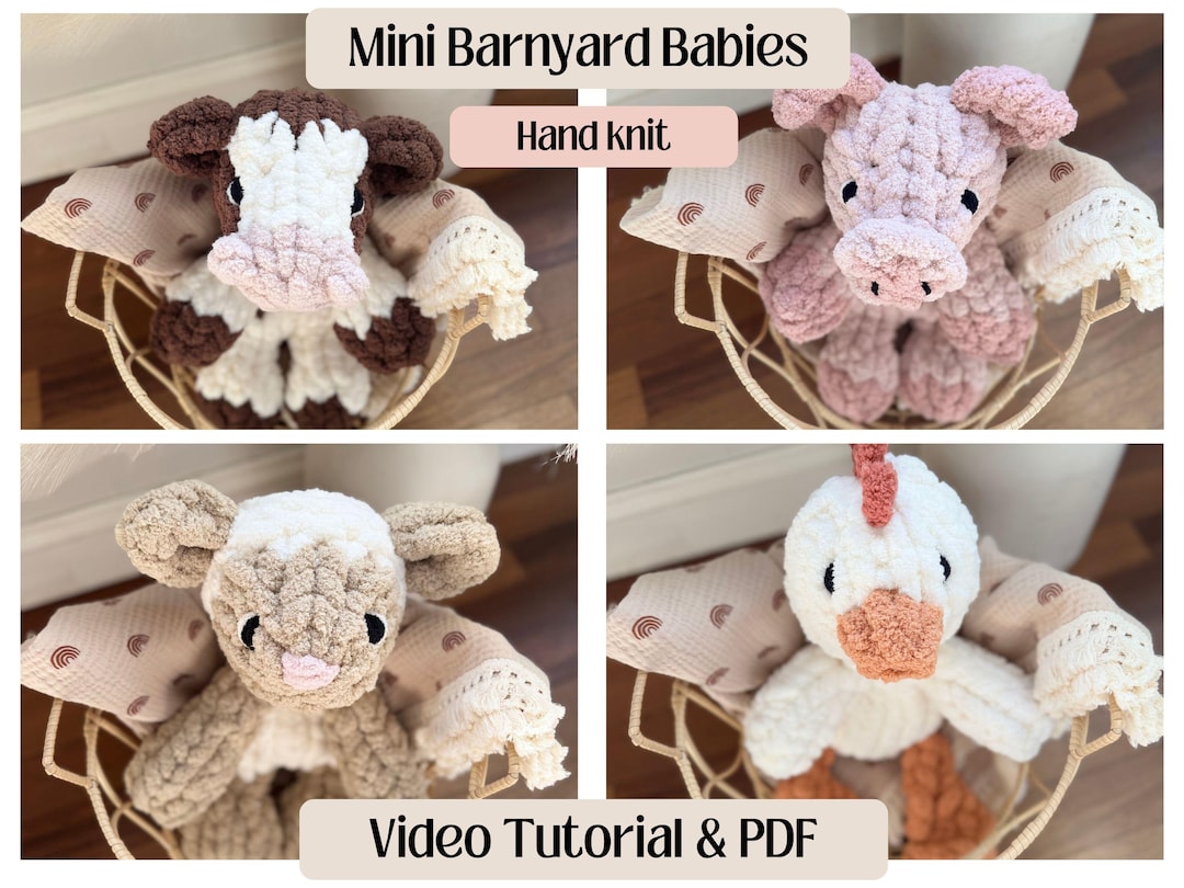 MINI BARNYARD BABIES / Full Video Tutorials / Finger Knit Farm Animal ...