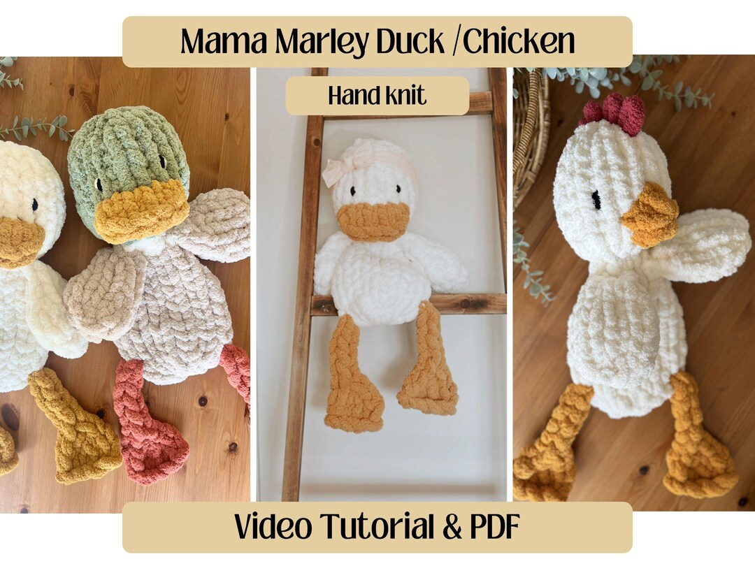 MAMA Marley Duck/chicken / Full Video Tutorial / Finger Knit Duck ...