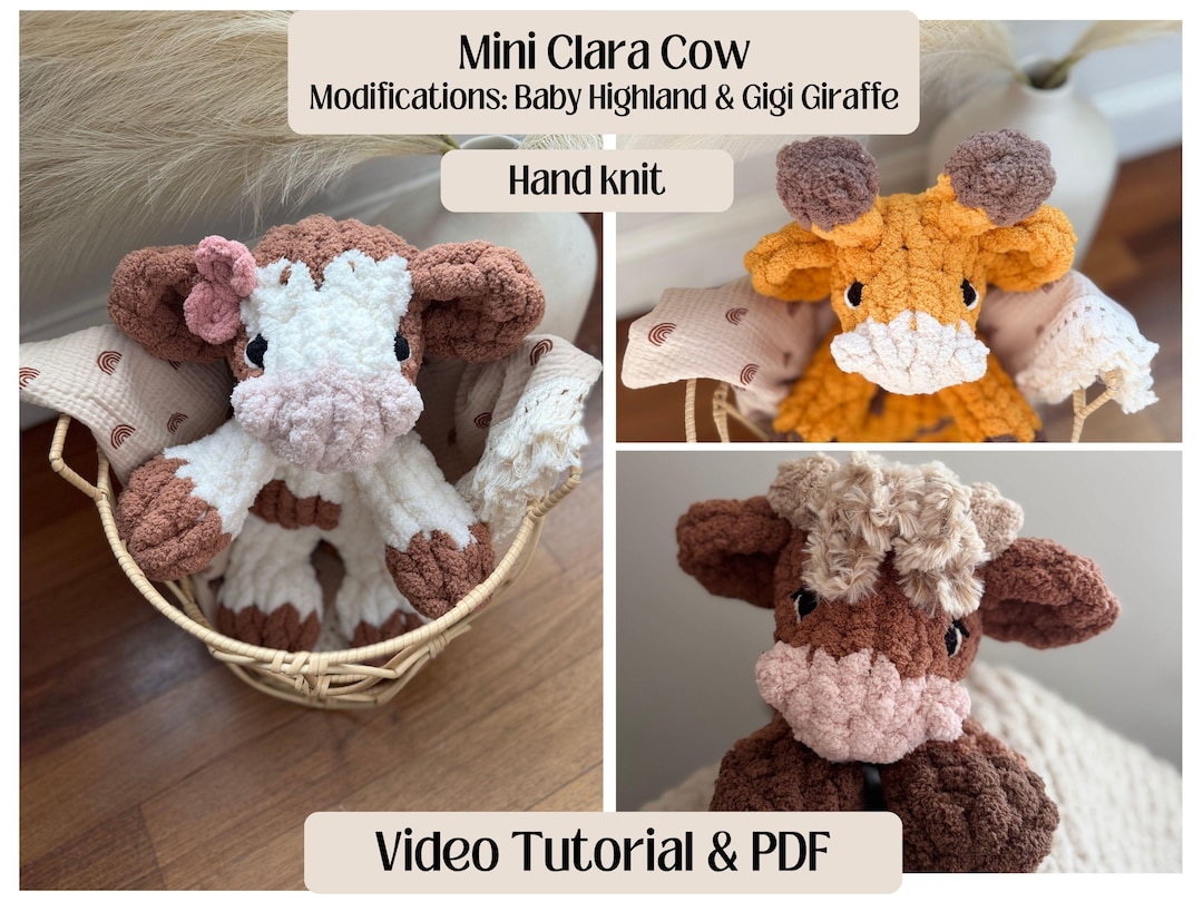 MINI CLARA COW/ Highland / Gigi Giraffe / Full Video Tutorial / Hand ...