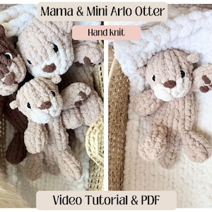 ARLO OTTER / Full Video Tutorial / Hand Knit Otter Snuggler / Hand Knit ...