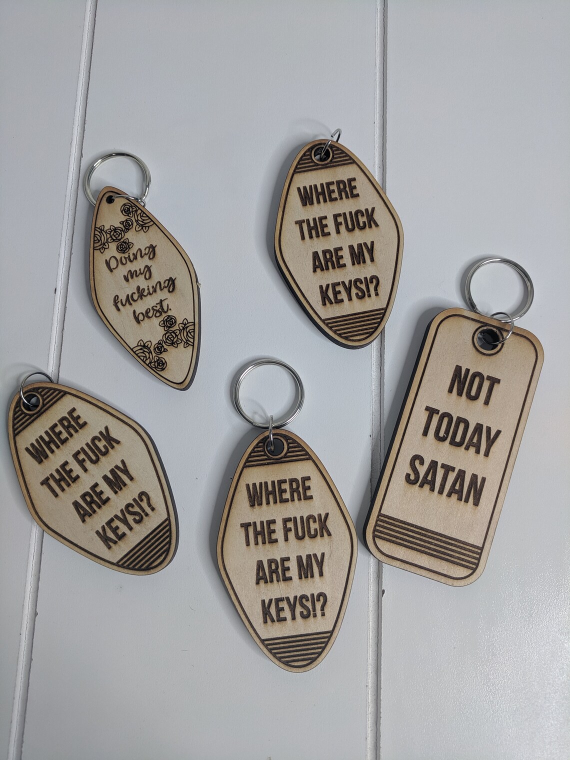 Wooden Keychains Old Time Hotel Key Wooden Where Are My F'ing Keys ...