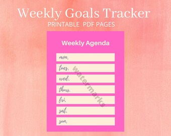 Minimal Printable Peachy Weekly Goal Planner - Etsy