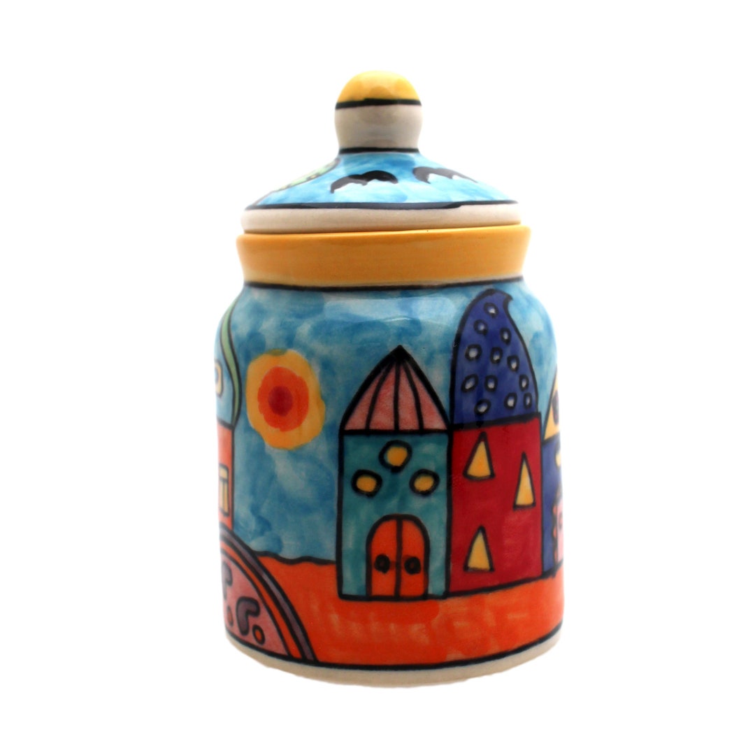 Sugar Bowl Set/2 Spice Jar Sugar Dispenser Ceramic Painted Tableware ...