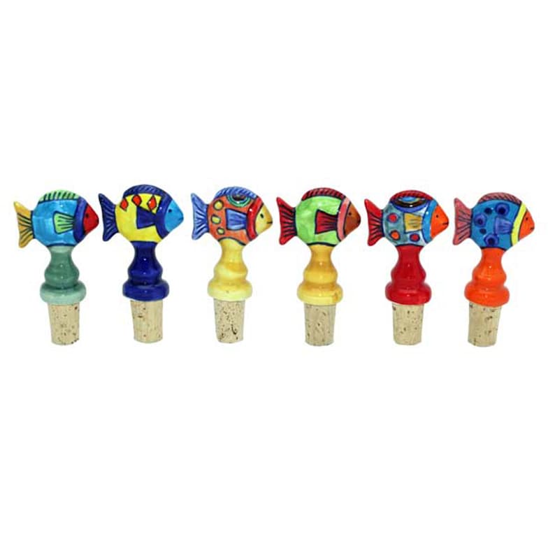 Set of 4 Bottle Corks Wine Bottle Stopper Hand Painted Ceramic - Etsy