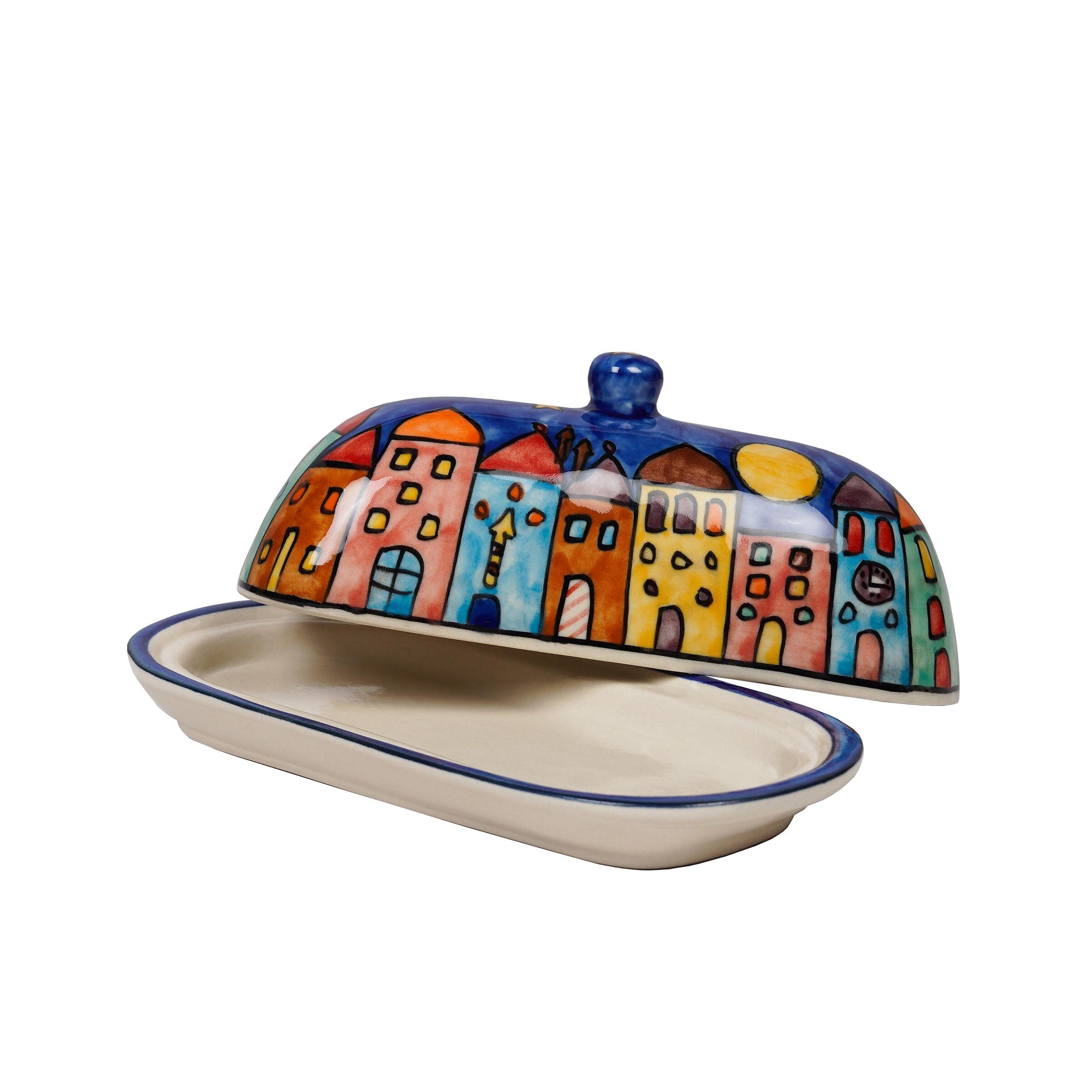 Ceramic Butter Dish for Half a Butter Stick or Roll – Hand-painted ...