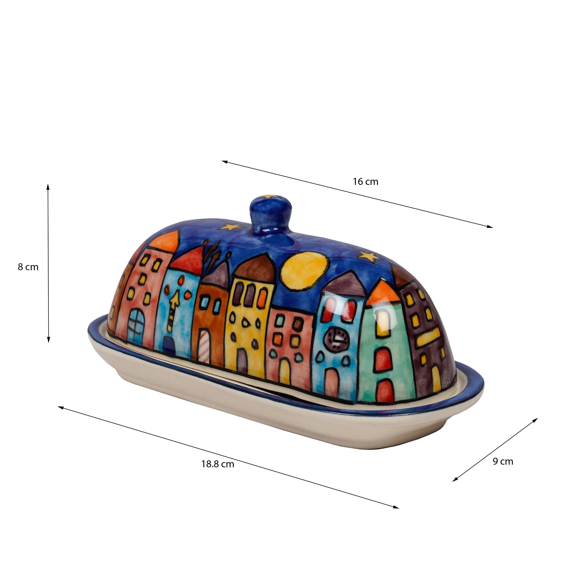 Ceramic Butter Dish for Half a Butter Stick or Roll – Hand-painted ...