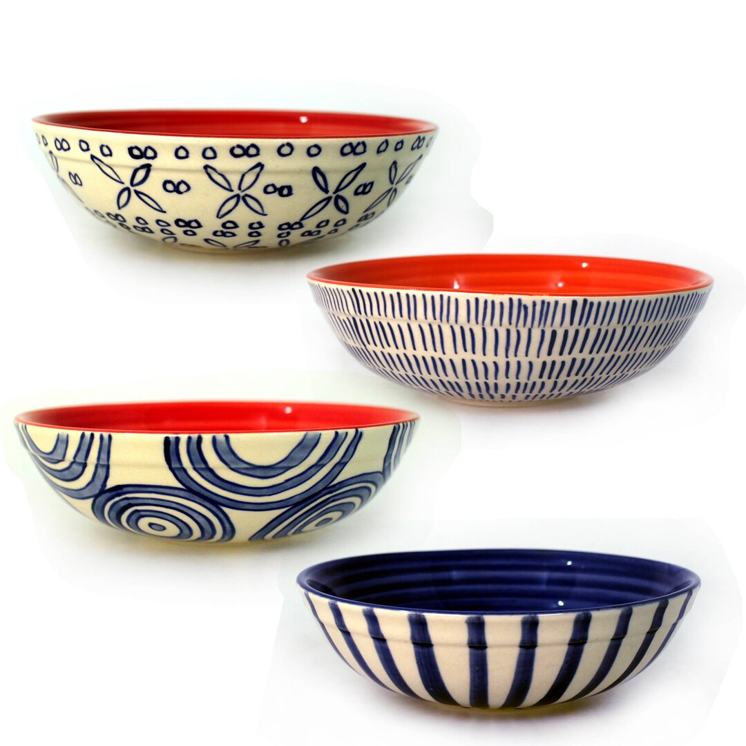 Cereal Bowls Set/4 Colourful Hand-painted - Etsy