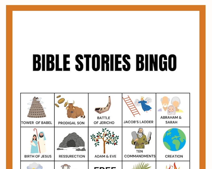 Bible Bingo Set for Kids Bible Story Activity, Old Testament Bible ...