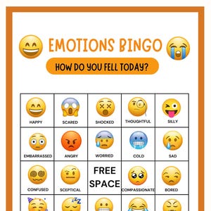 Emotions Bingo Game: Emoji Learning, Kids Party Activity (PDF Download ...