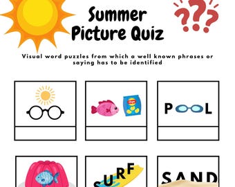 Summer Holiday Dingbat Puzzle Game: Brain Teaser for Kids & Adults (PDF ...