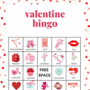 Valentine's Day Bingo Game: 20 Printable Cards (classroom) for Kids - Etsy