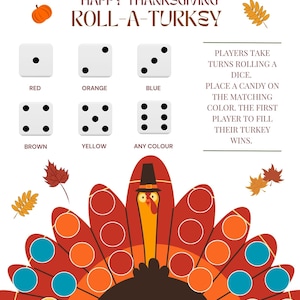 Roll A Turkey Dice Game | Printable Thanksgiving Game | Fall Autumn ...