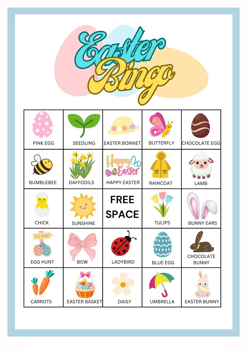 Easter Bingo Game for Kids | 20 Bingo Cards | Spring Bingo Game ...