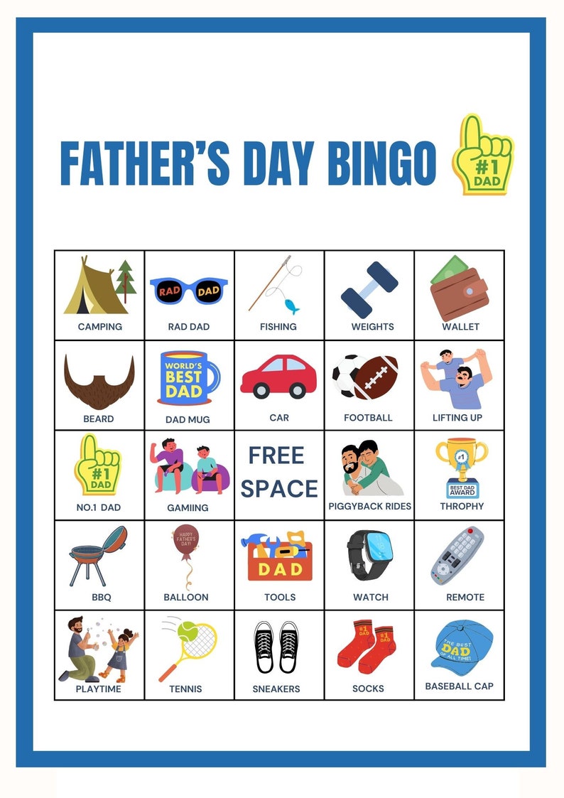 Printable Father's Day Bingo, 20 Bingo Cards, Father's Day Activity ...