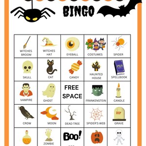 20 Halloween Bingo Cards, Cute Halloween Games, Kids Halloween Bingo ...