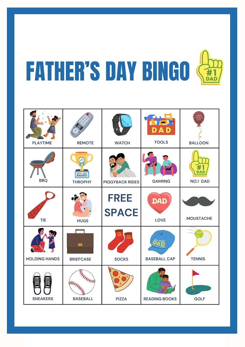 Printable Father's Day Bingo, 20 Bingo Cards, Father's Day Activity ...
