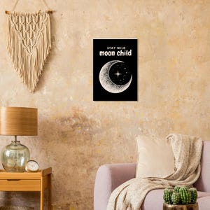 Stay Wild Moon Child Inspirational Boho Poster, Indie Room Decor, Retro ...