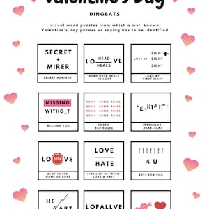 Valentine's Day Dingbats Puzzle Game: Picture Quiz (digital Download ...