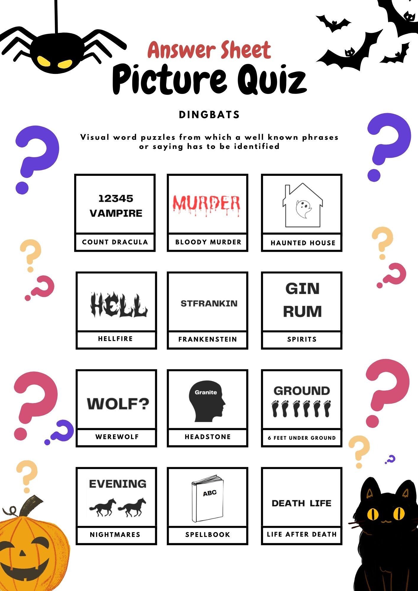 Halloween Printable Dingbats Picture Puzzle Games | Game for Kids ...