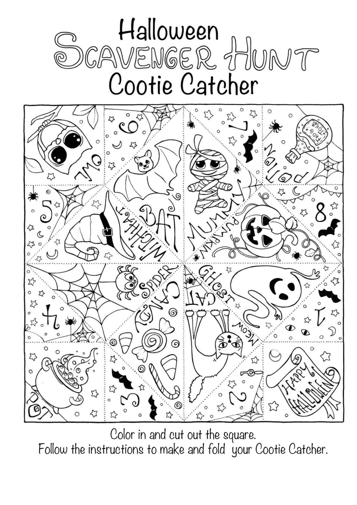 Halloween Cootie Catcher | Halloween Quiz Cootie Catcher | Halloween ...
