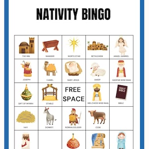 Nativity Bingo, Nativity Story, Christmas Story Bingo, Bible Bingo ...